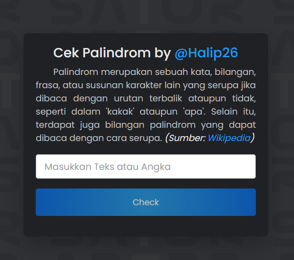 Cek Palindrom by Halip26